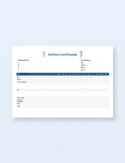 Free Blank Golf Scorecard Template - Download in Word, Google Docs, PDF ...