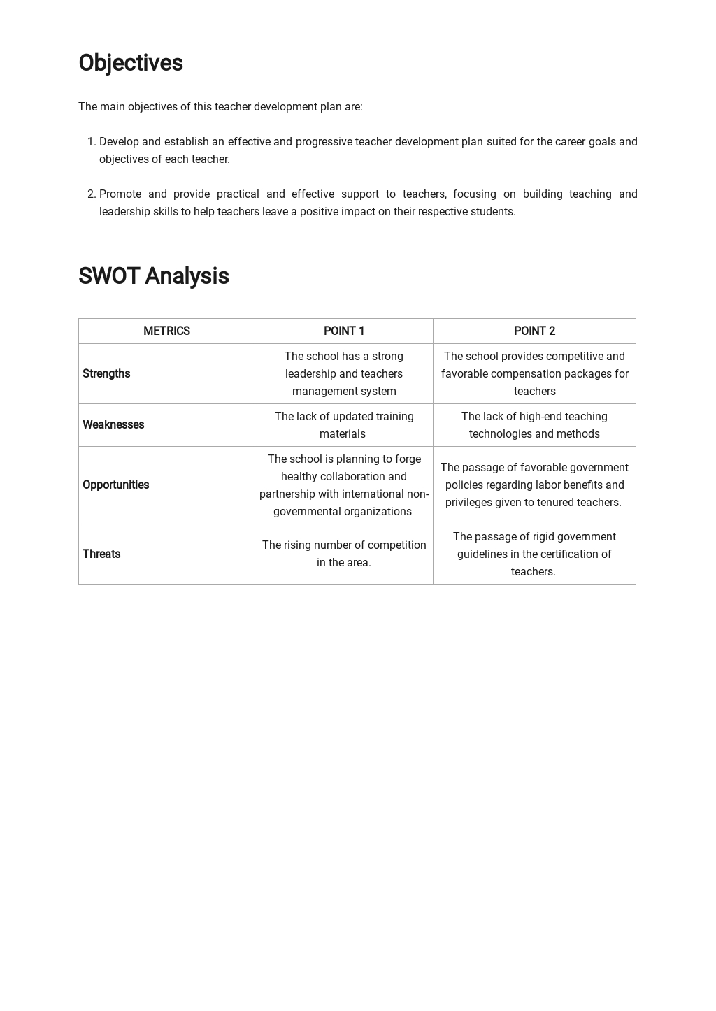 Teacher Development Plan Template in Google Docs, Word, Apple Pages ...