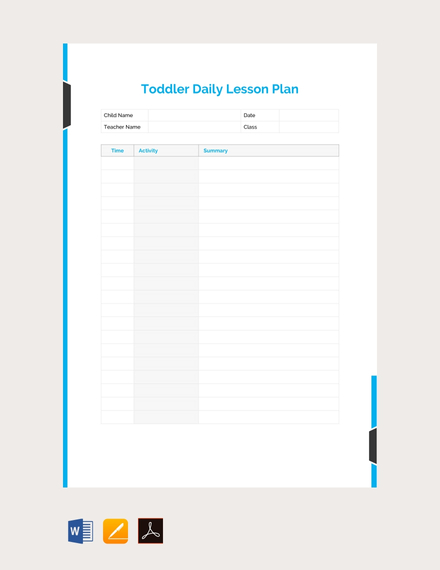 FREE Toddler Weekly Lesson Plan Template - PDF | Word (DOC) | Google ...