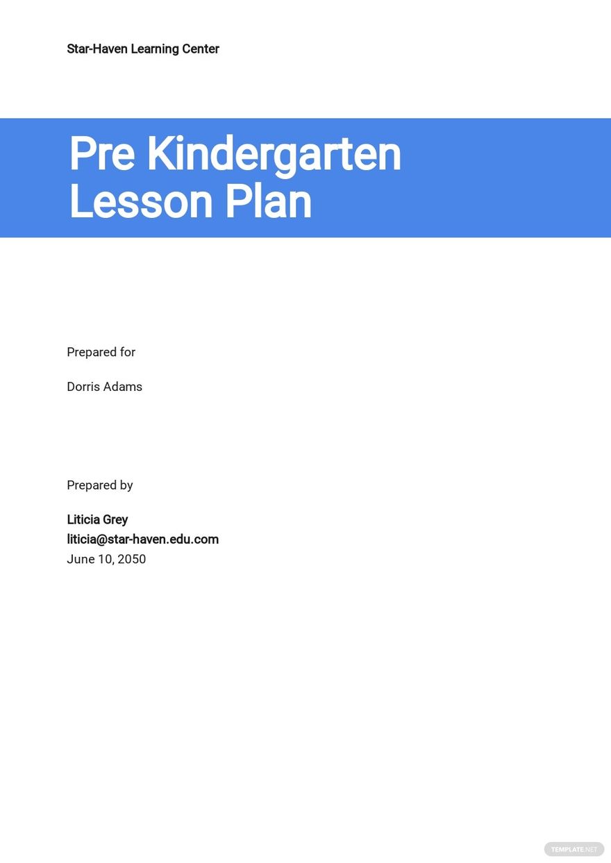 UDL Lesson Plan for Kindergarten Template - Google Docs, Word, Apple ...