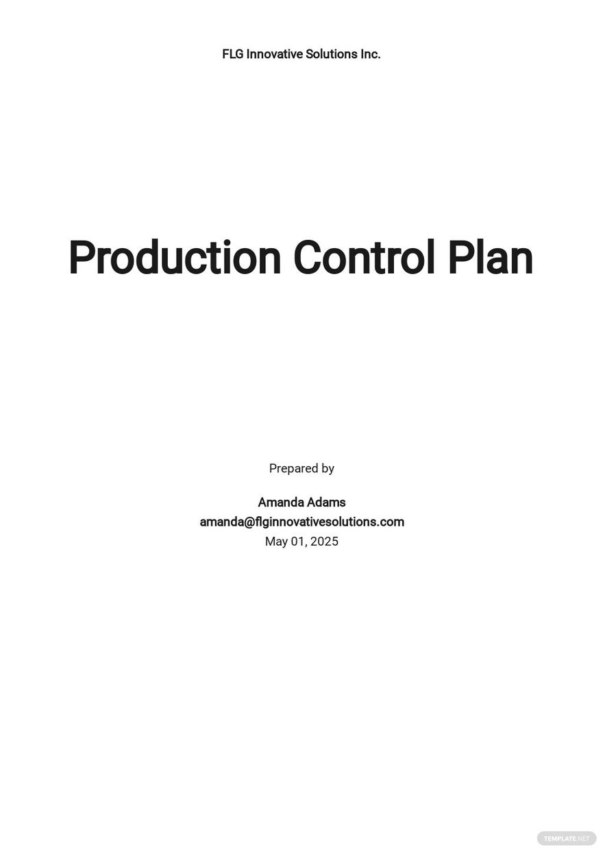 Production Control Plan Template