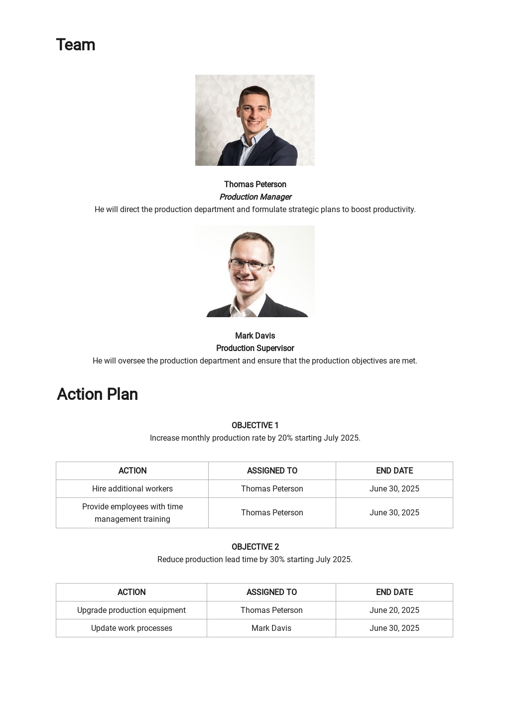 Production Plan Template - Google Docs, Word, Apple Pages, PDF ...