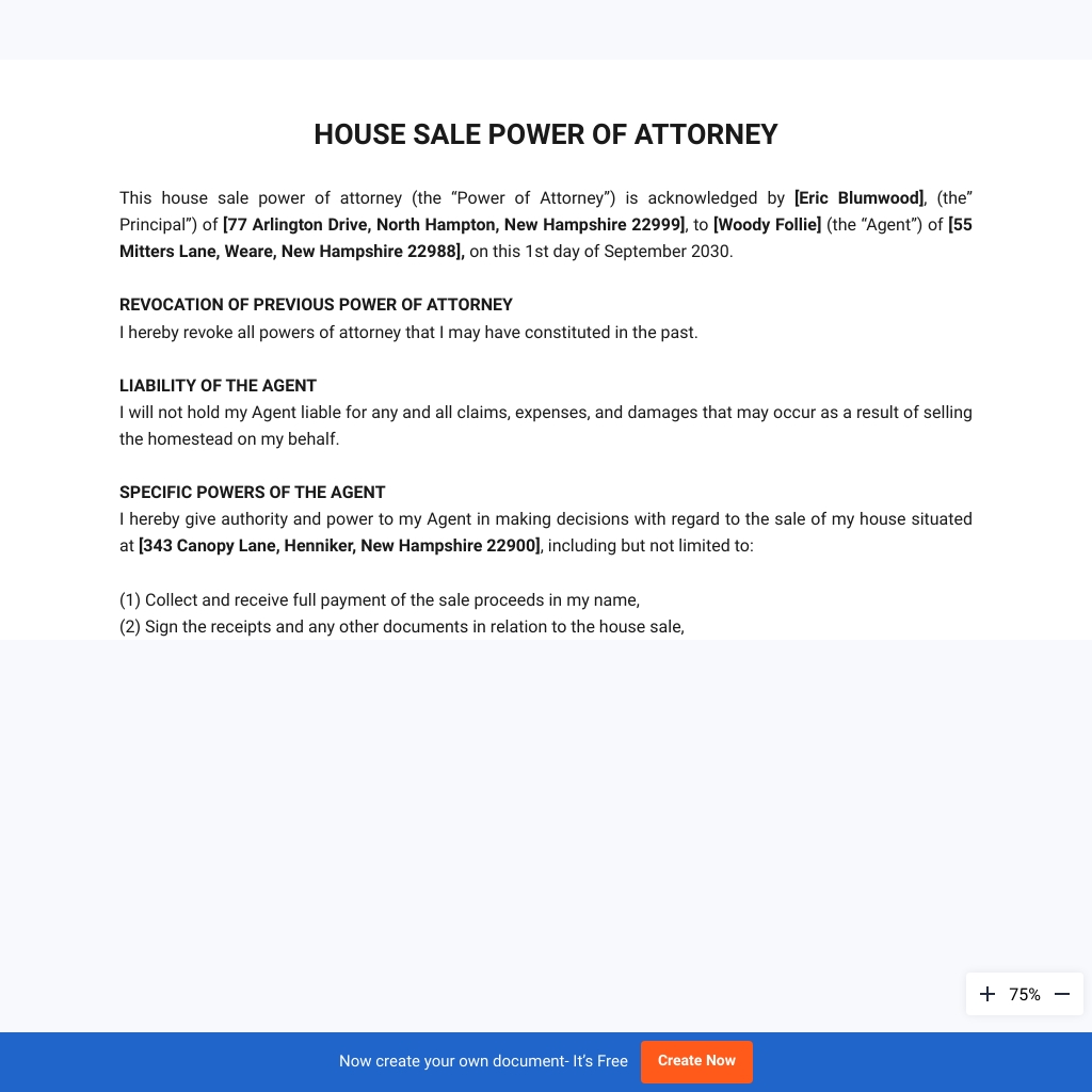 Real Estate Sale Power of Attorney Template - Download in Word, Google ...