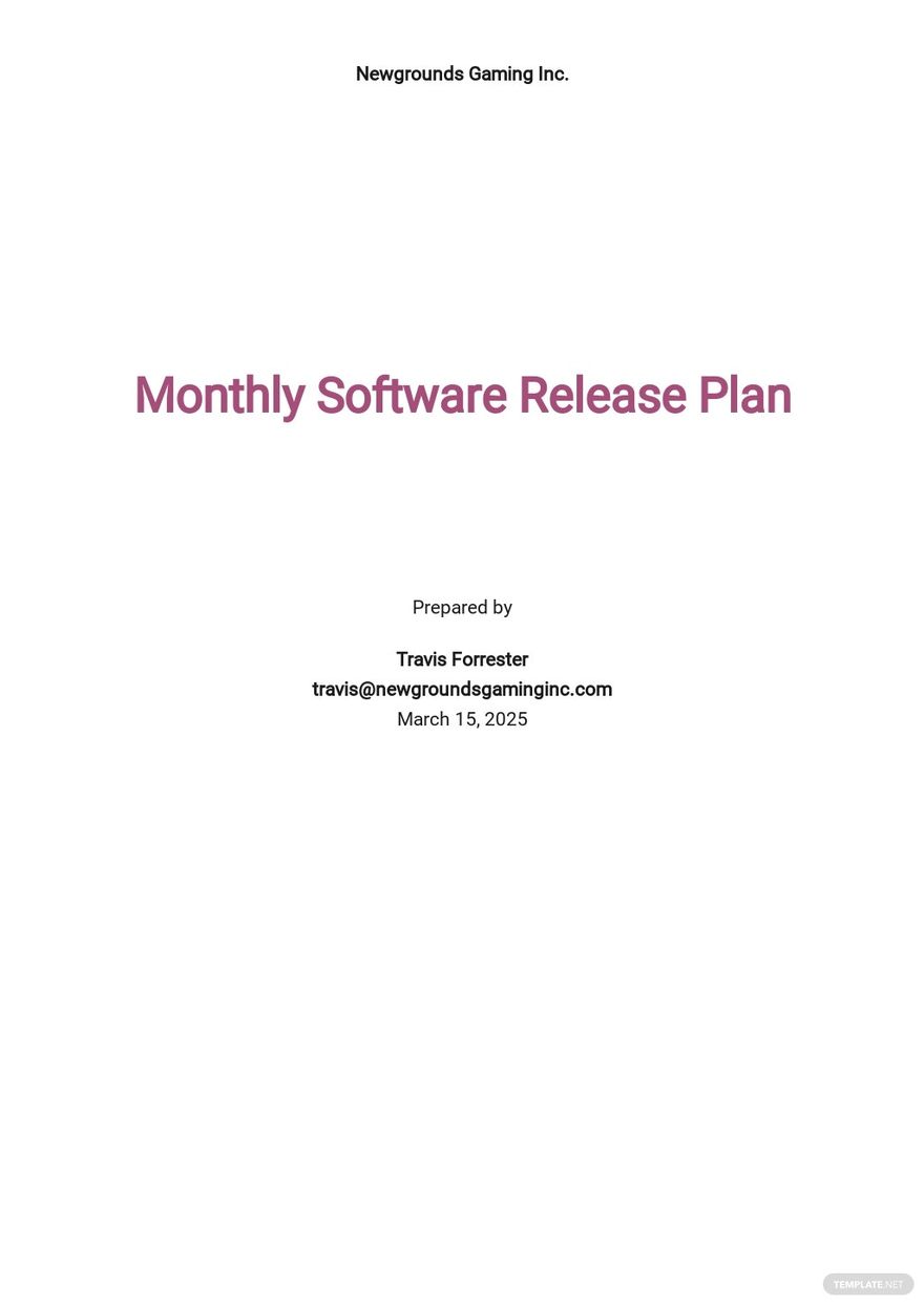 Release Management Plan Template in Google Docs, Word | Template.net
