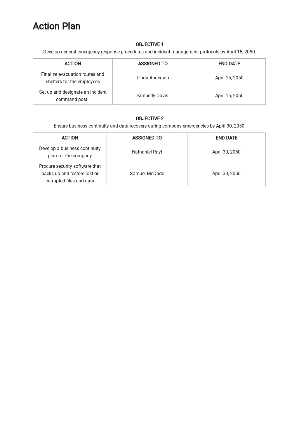 Free Business Emergency Action Plan Template - Google Docs, Word, Apple ...