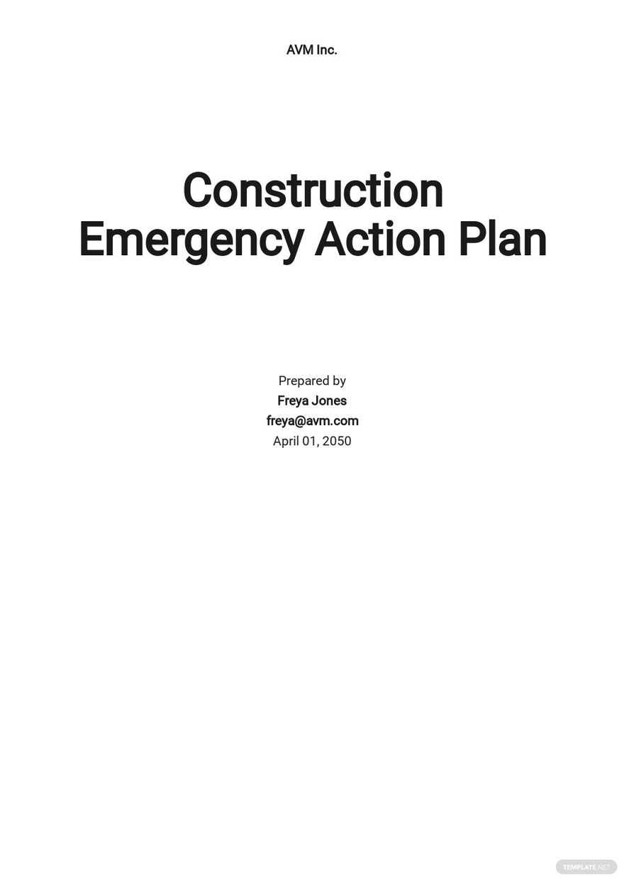  Construction Site Emergency Action Plan Template 