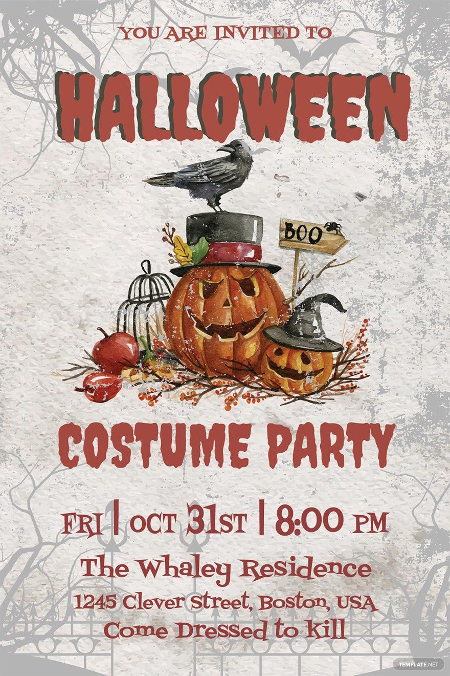 Halloween Costume Party Invitation Template Google Docs Word Apple 