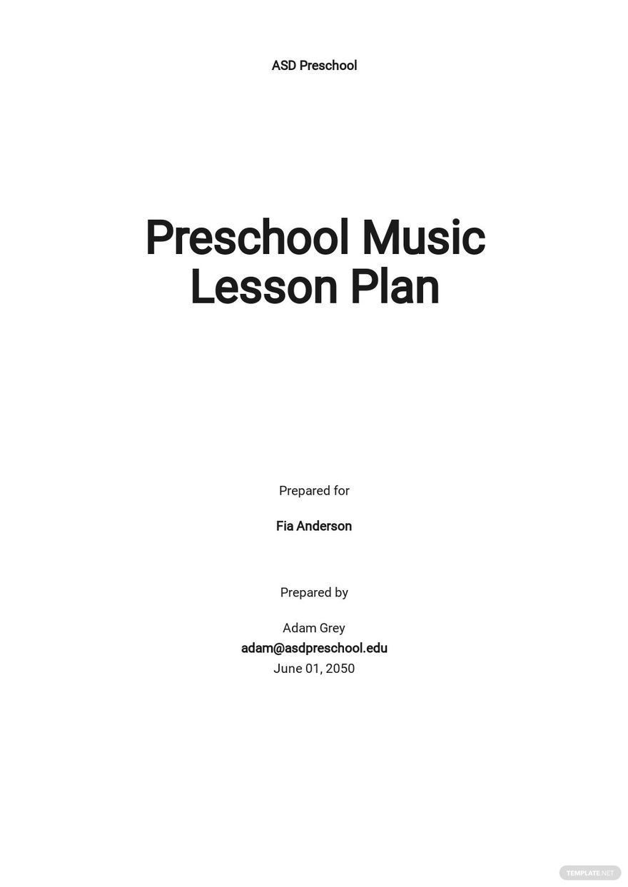 Preschool Music Lesson Plan Template Google Docs Word Apple Pages