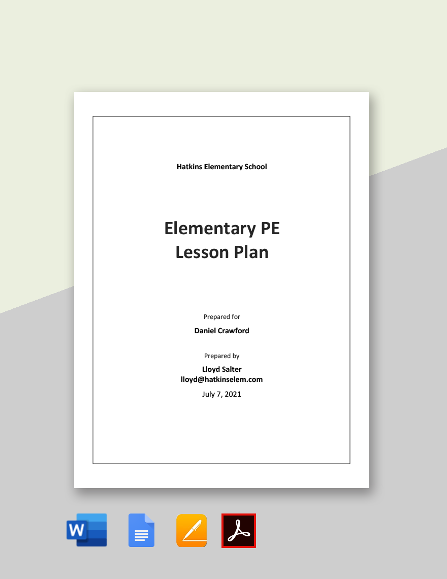 Elementary PE Lesson Plan Template - Google Docs, Word, Apple Pages ...