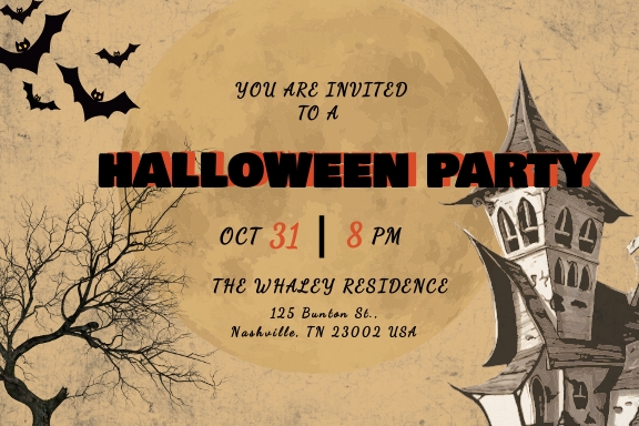 FREE Fright Night Halloween Invitation Template - Word (DOC) | PSD ...