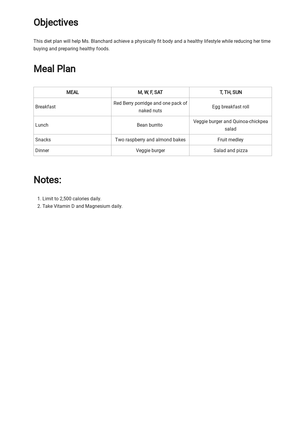 Free Sample Diet Plan Template - Google Docs, Word, Apple Pages, PDF ...
