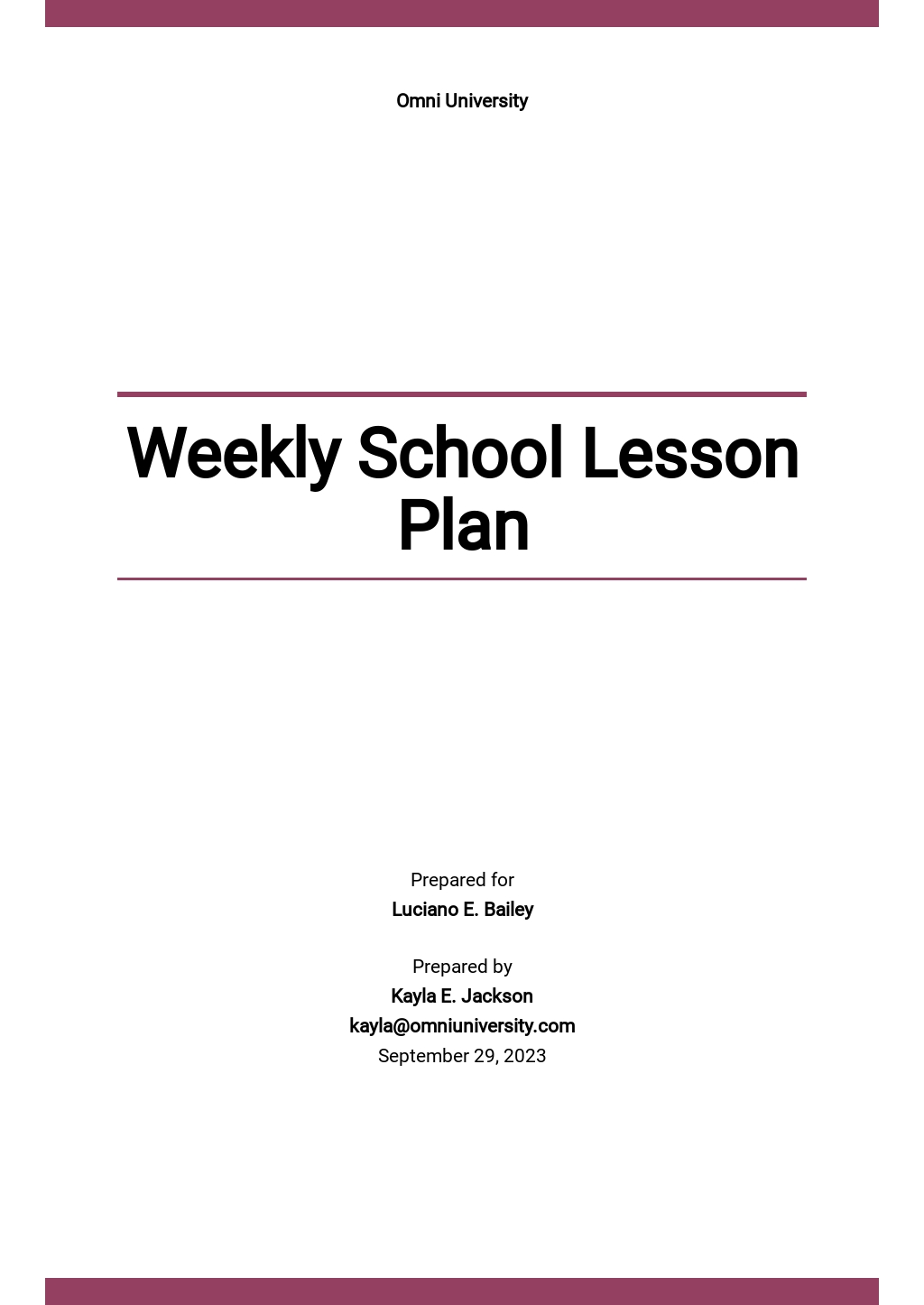 Weekly Lesson Plan Template Google Docs Word Template