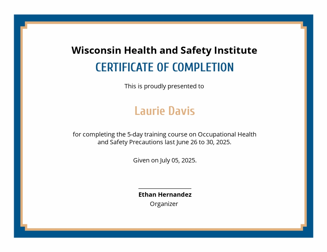 FREE Mechanic Course Completion Certificate Template - Word (DOC) | PSD ...