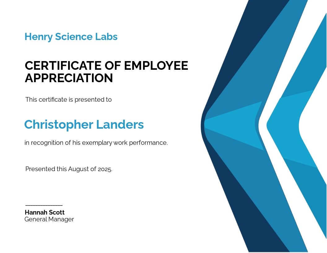 Printable Employee Appreciation Certificate Template Free PDF Word 