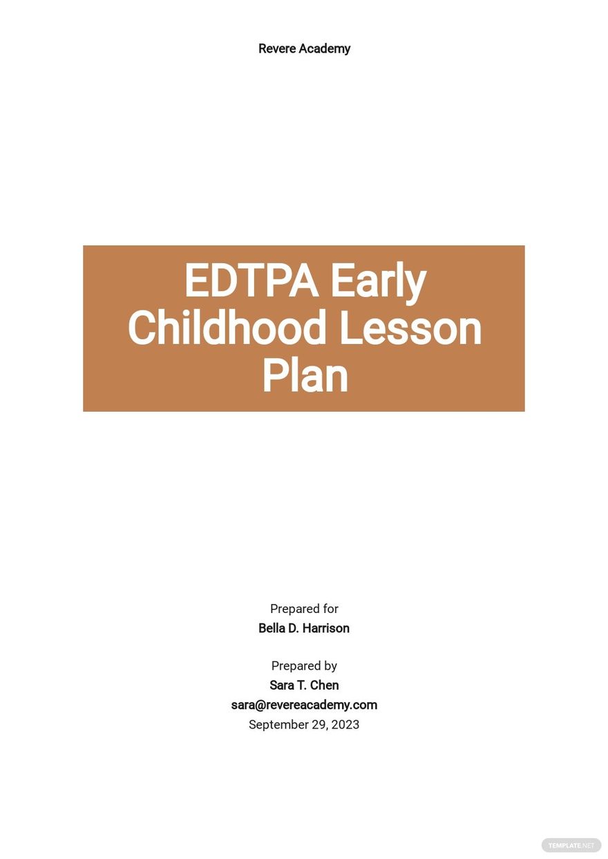 EDTPA Early Childhood Lesson Plan Template Google Docs Word Apple 