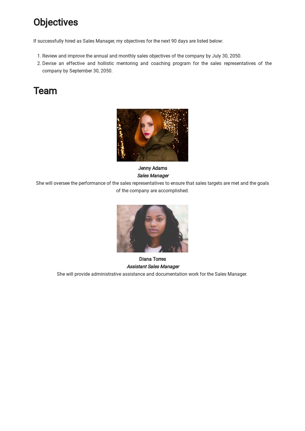 30 60 90 Day Plan for Sales Manager Interview Template in Google Docs ...