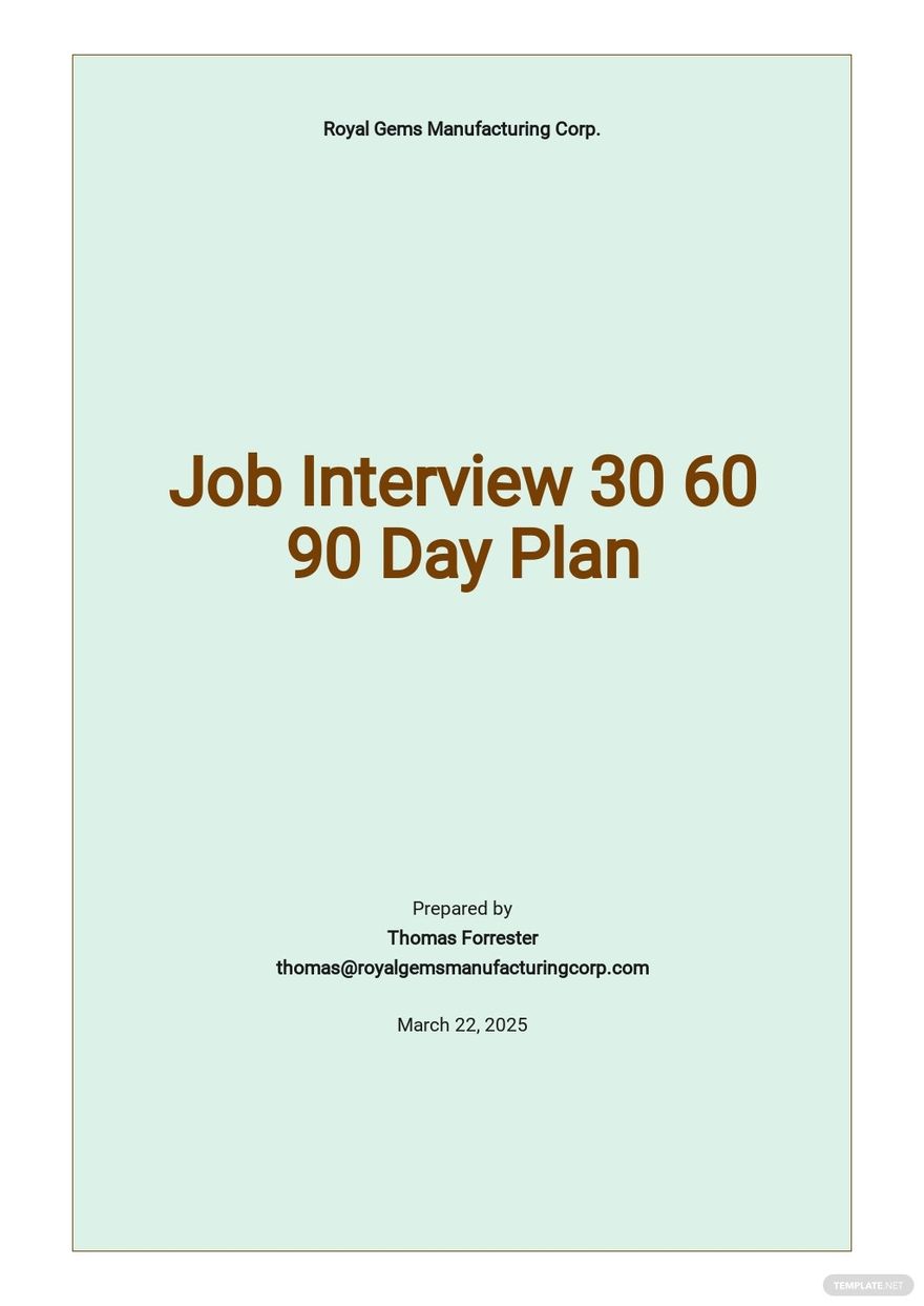 30 60 90 Day Plan for Sales Manager Interview Template in Google Docs ...