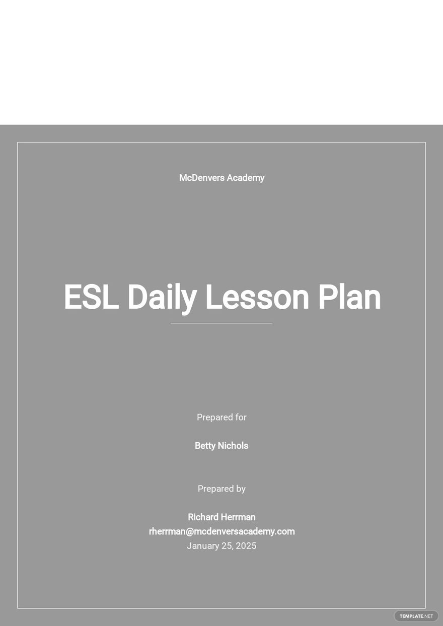 High School ESL Lesson Plan Template - Google Docs, Word, Apple Pages ...