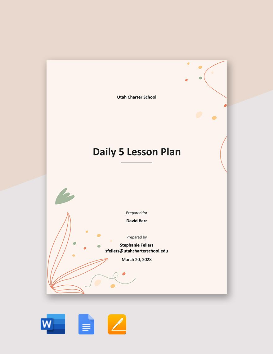 Free Daily 5 Lesson Plan Template Download In Word Google Docs PDF 