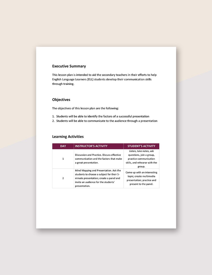 Free Teacher Training Lesson Plan Template - Download in Word, Google ...