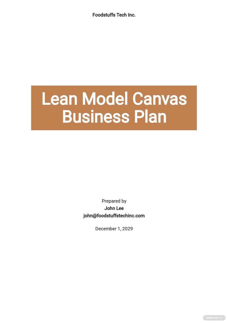 Lean Startup Business Plan Template