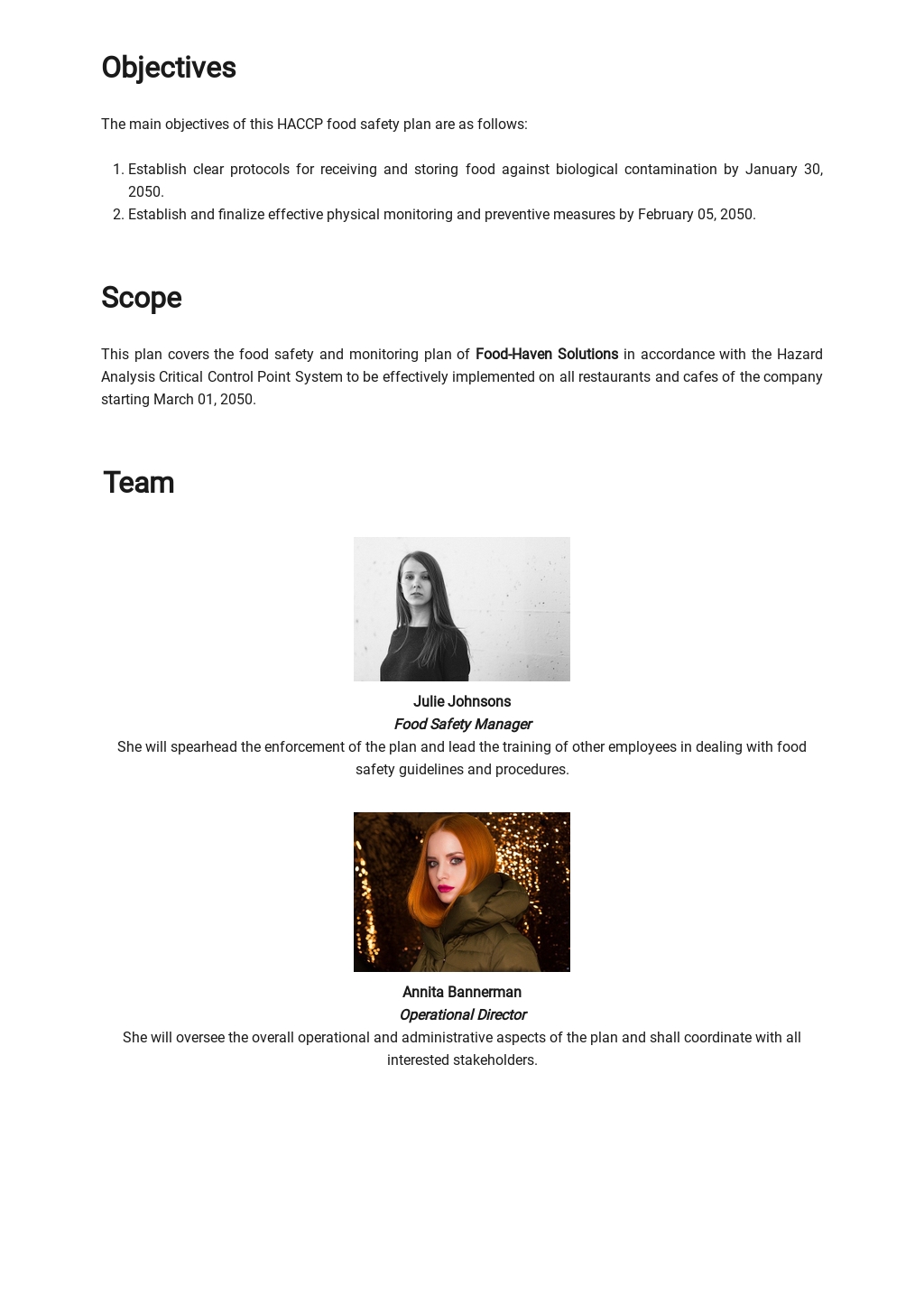 HACCP Food Safety Plan Template [Free PDF] - Google Docs, Word ...