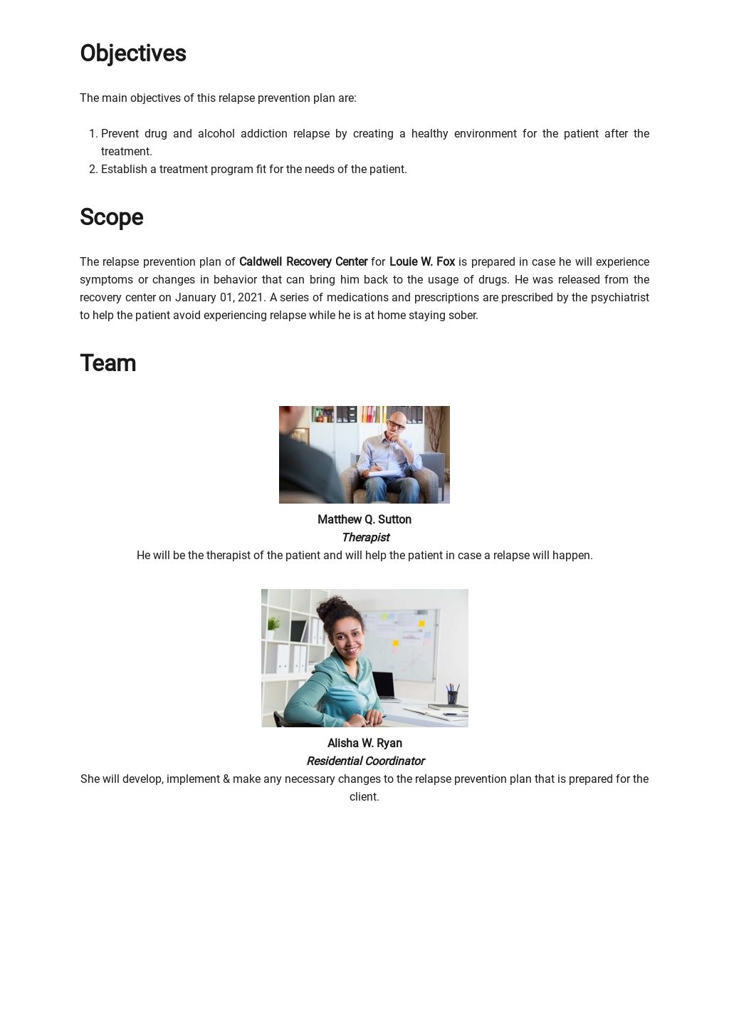 Free Sample of Relapse Prevention Plan Template - Google Docs, Word ...