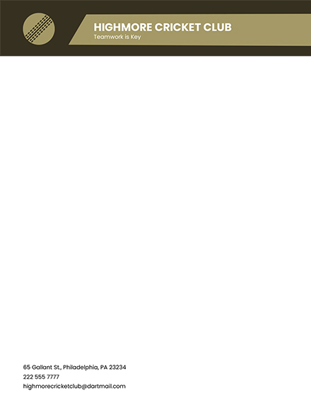 Free Cricket Club Letterhead Template - Word | Template.net