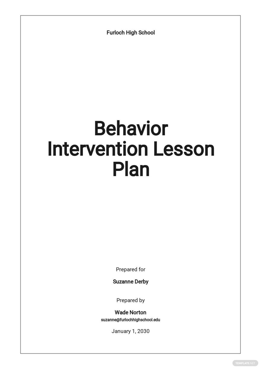 Behavior Intervention Lesson Plan Template Google Docs Word Apple Behavior Intervention Lesson Plan Template Google Docs Word Apple