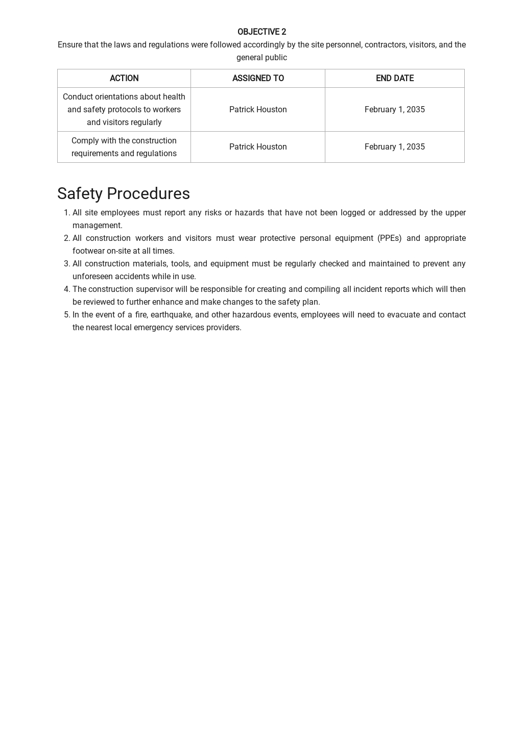 Site Specific Safety Plan Template In Google Docs Word PDF Template