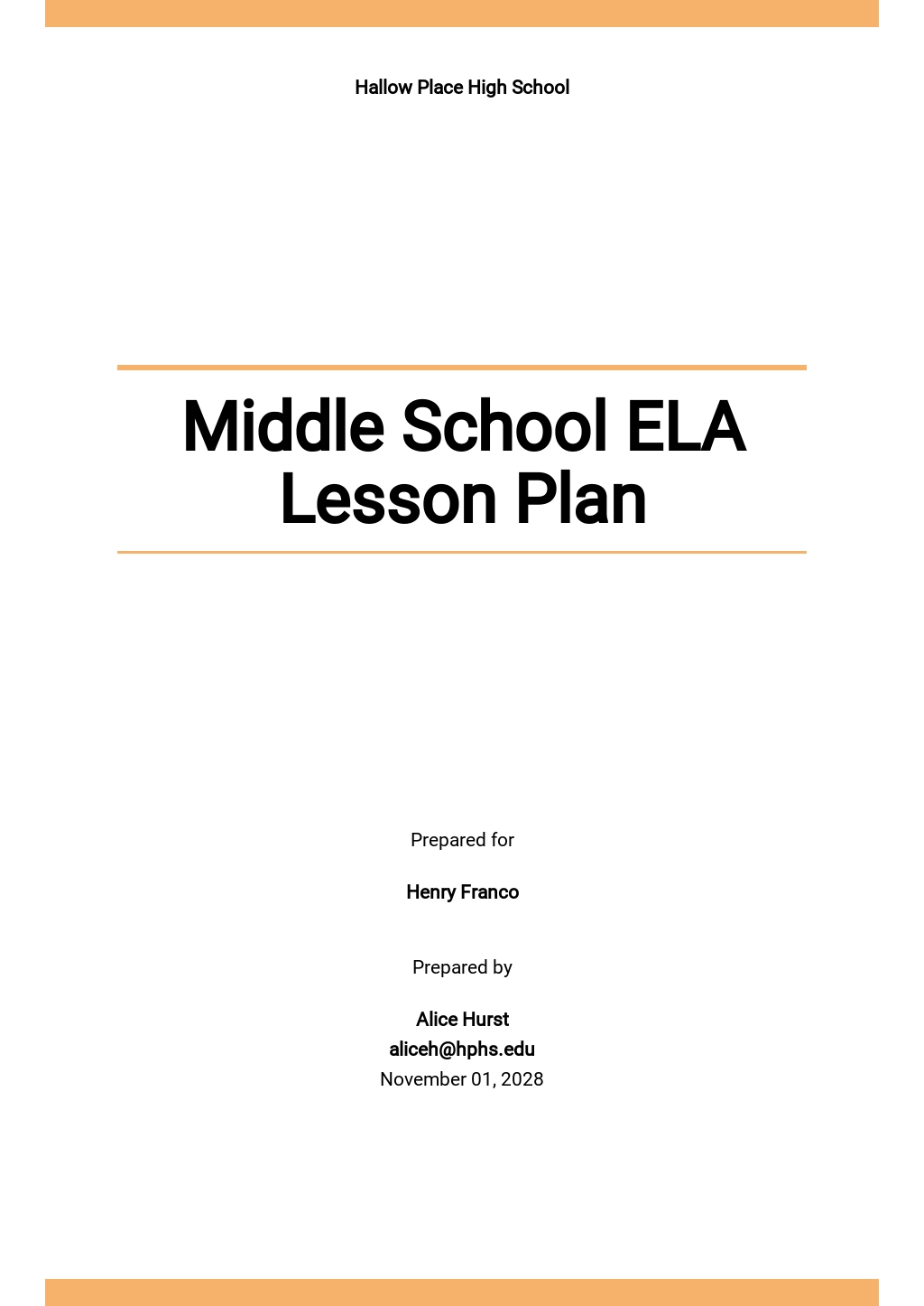 Middle School Lesson Plan Template Google Docs Word Template