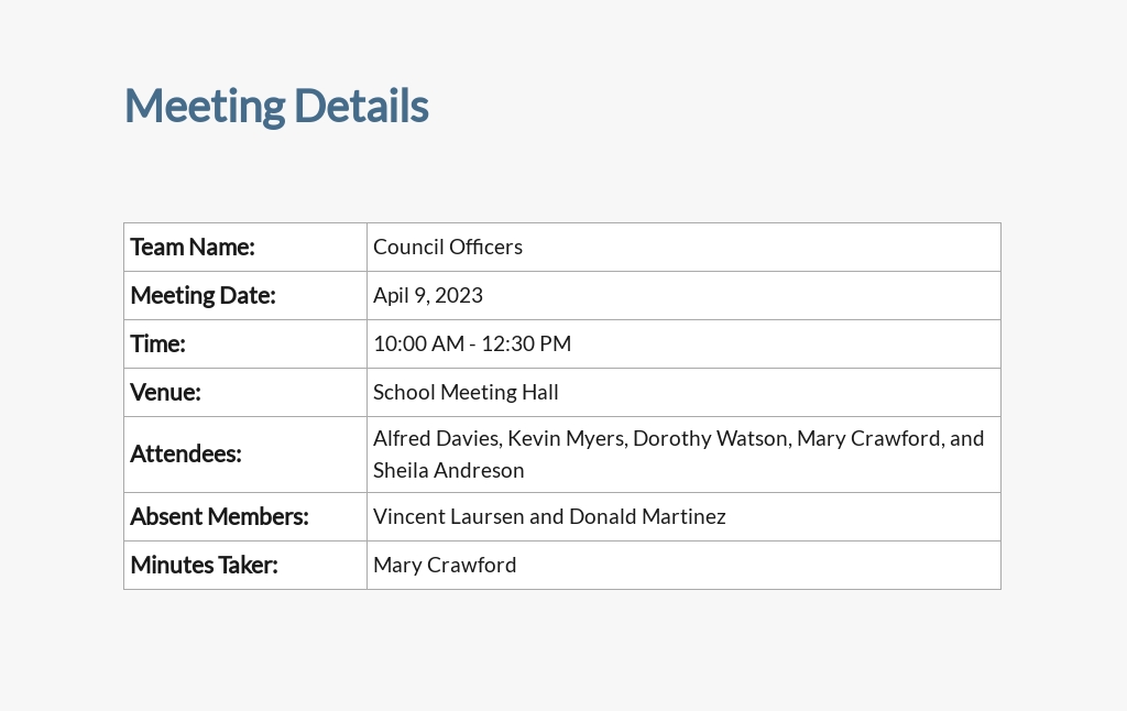 School Council Meeting Minutes Template [Free PDF] - Word (DOC) | Apple ...