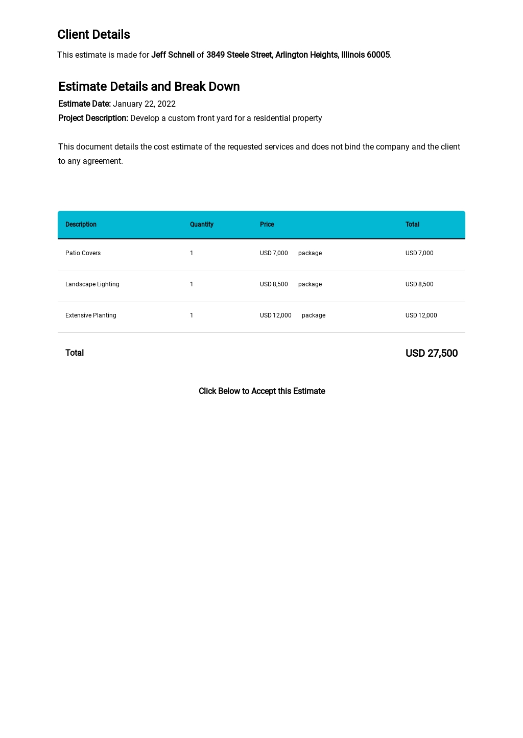  Landscape Estimate Template Excel Template 1 Resume Examples Vrogue