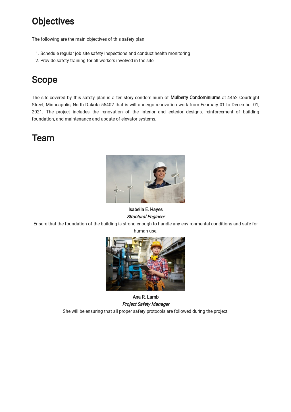 Blank Site Specific Safety Plan Template [Free PDF] | Template.net