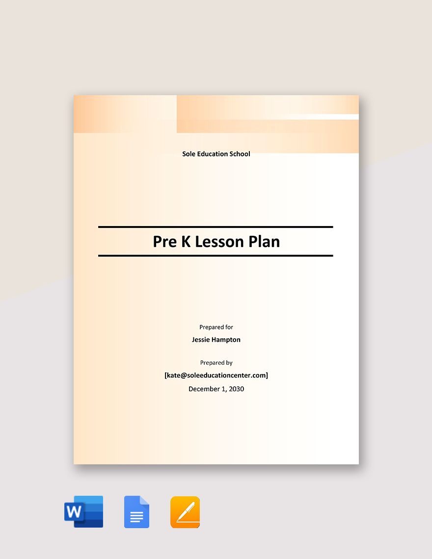 Free Blank Pre K Lesson Plan Template Download In Word Google Docs 