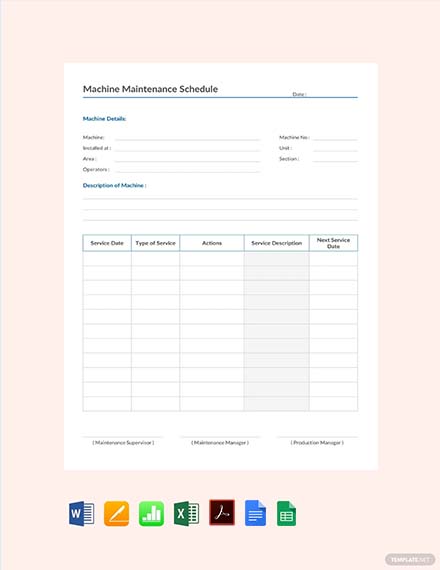 Planned Preventive Maintenance Schedule Template - PDF | Word | Excel ...