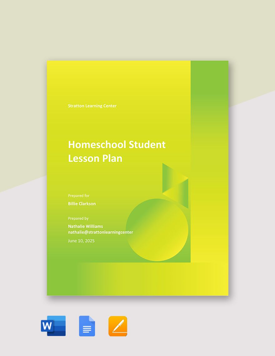 FREE Homeschool Lesson Plan PDF Template Download Template