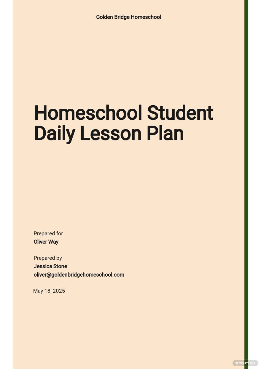 Homeschool Daily Student Lesson Plan Template Free PDF Template