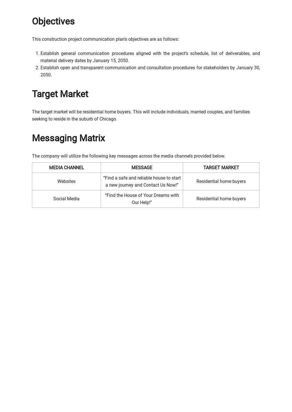 Construction Project Communication Plan Template [Free PDF] - Google ...