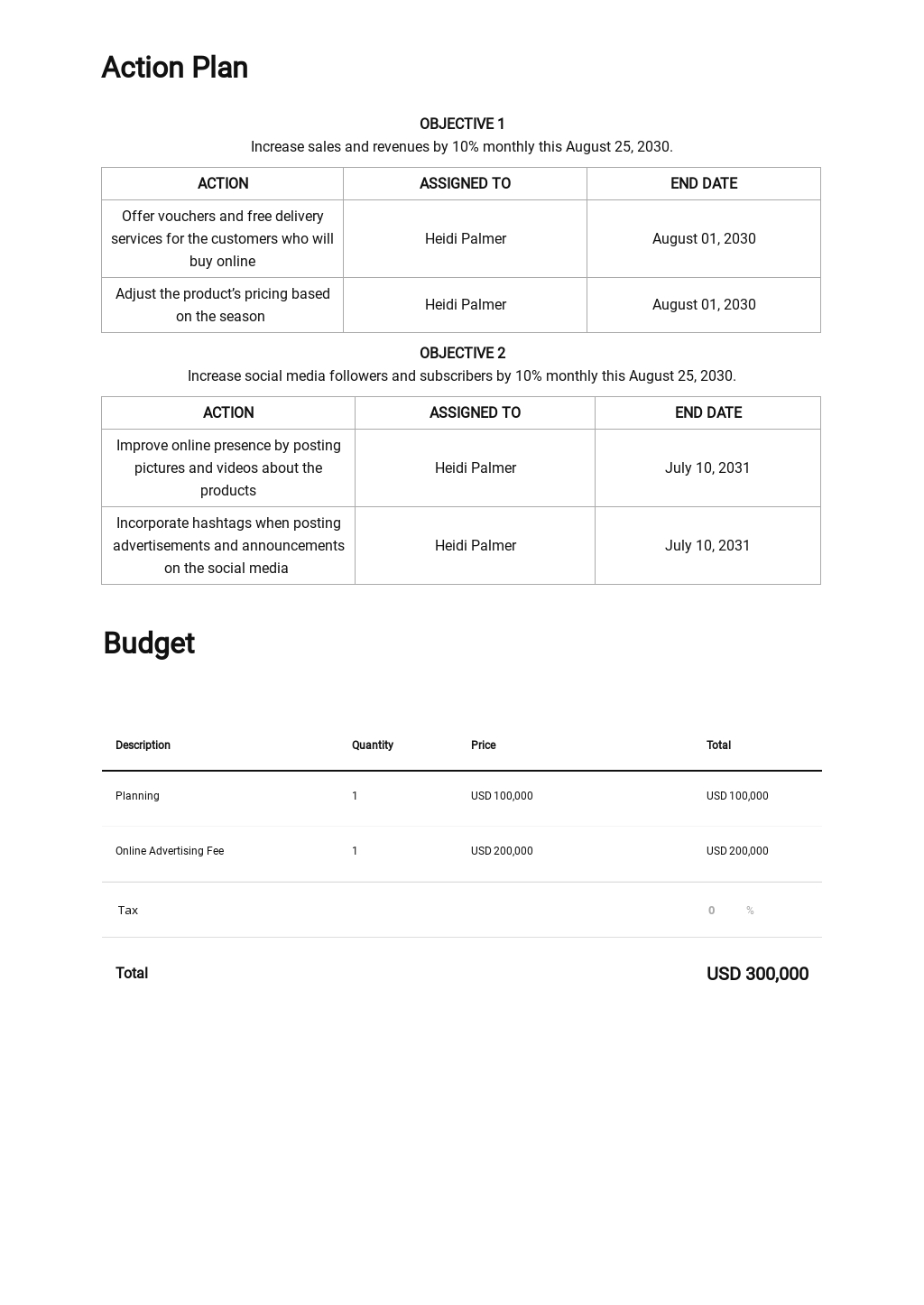 Direct Marketing Plan Template