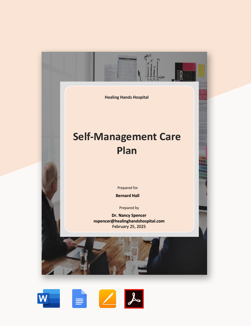 Self Management Care Plan Template - Google Docs, Word, Apple Pages ...