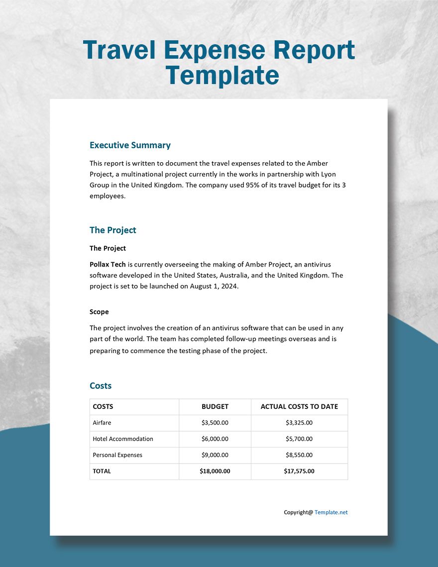 Travel Expense Report Template - Download in Word, Google Docs, Apple ...
