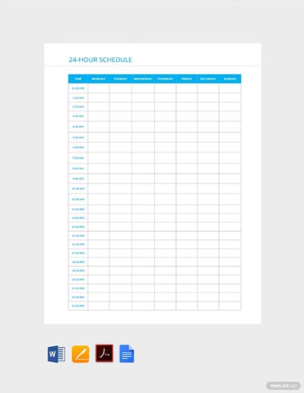 24 Hour Schedule Template For Your Needs