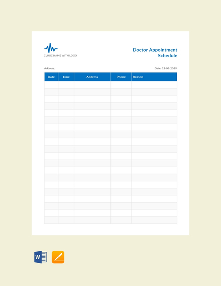 FREE Doctor Appointment Schedule Template In Microsoft Word Apple 