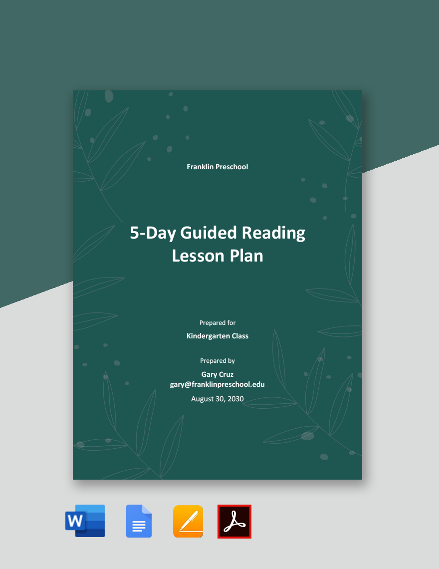 Elementary Guided Reading Lesson Plan Template - Google Docs, Word ...