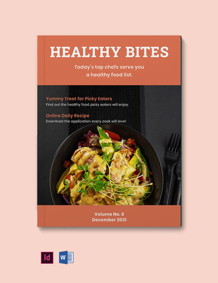 Healthy Food Magazine Cover Template in Illustrator, InDesign, Word ...