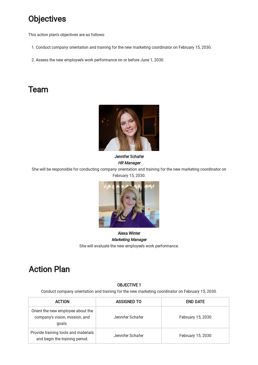 New Employee Action Plan Template - Google Docs, Word, Apple Pages, PDF ...