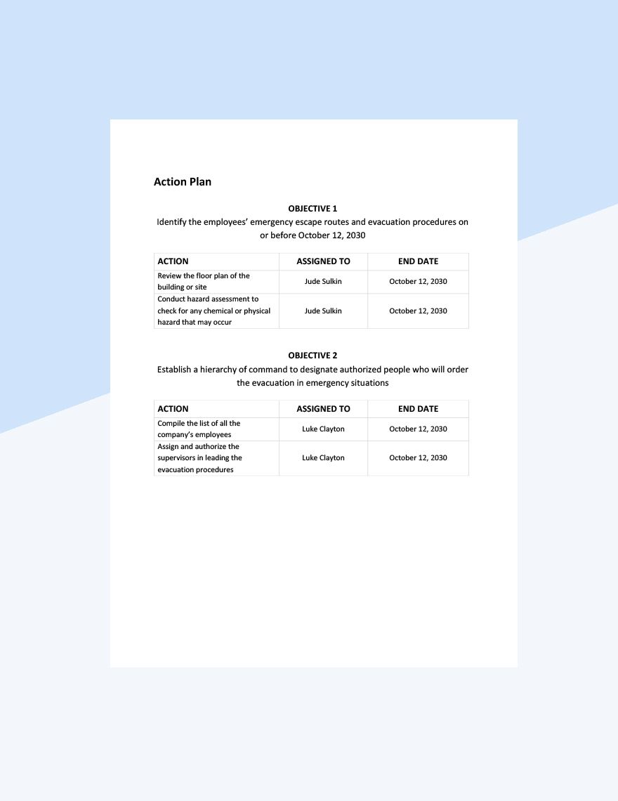 Employee Emergency Action Plan Template - Google Docs, Word, Apple ...