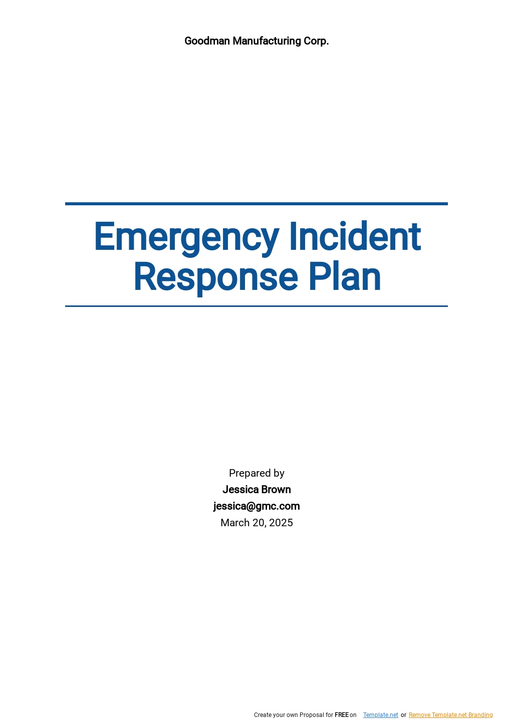 Disaster Response Plan Template