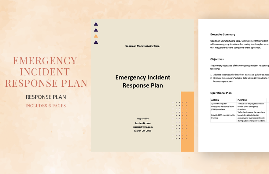 Emergency Incident Response Plan Template Word Google Docs PDF Apple Pages Template